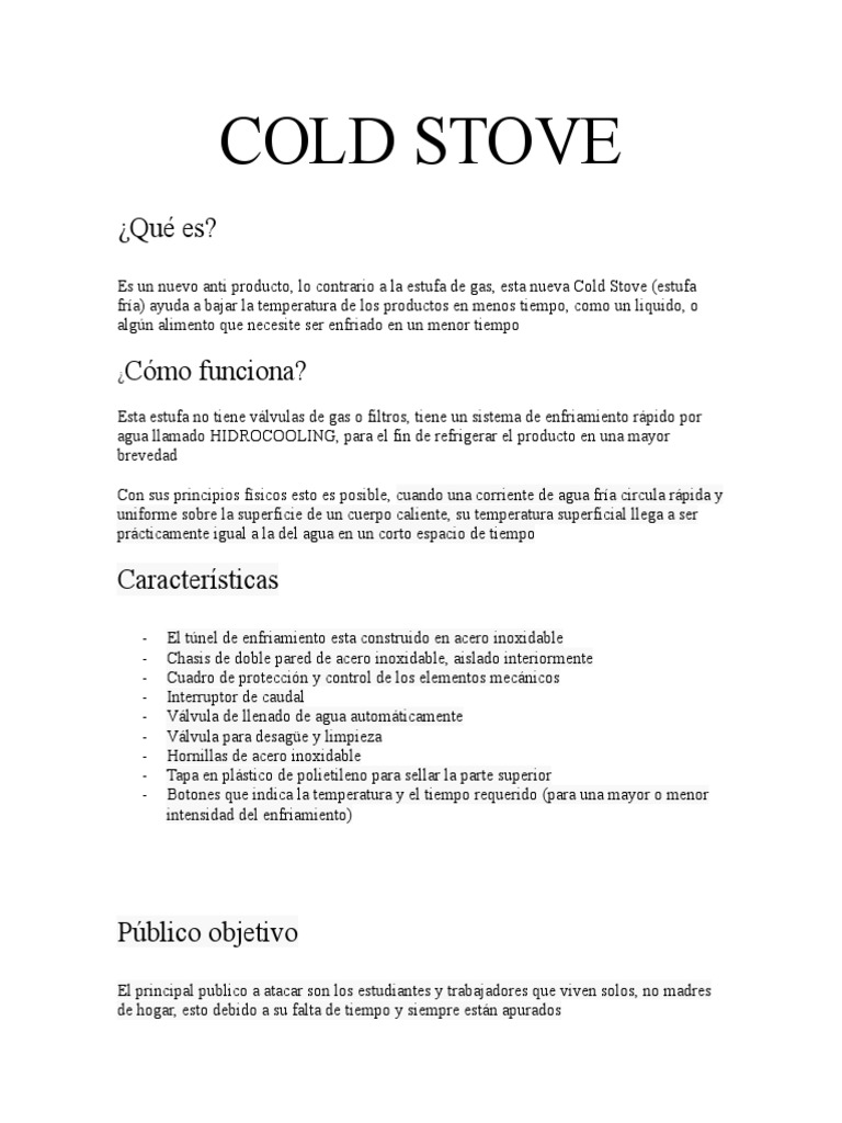 Cold Stove | PDF