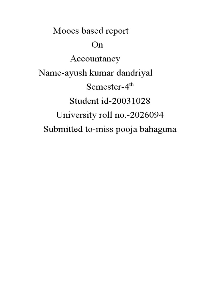 Moocs Based Report Aayush | PDF | Debits And Credits | Accounting