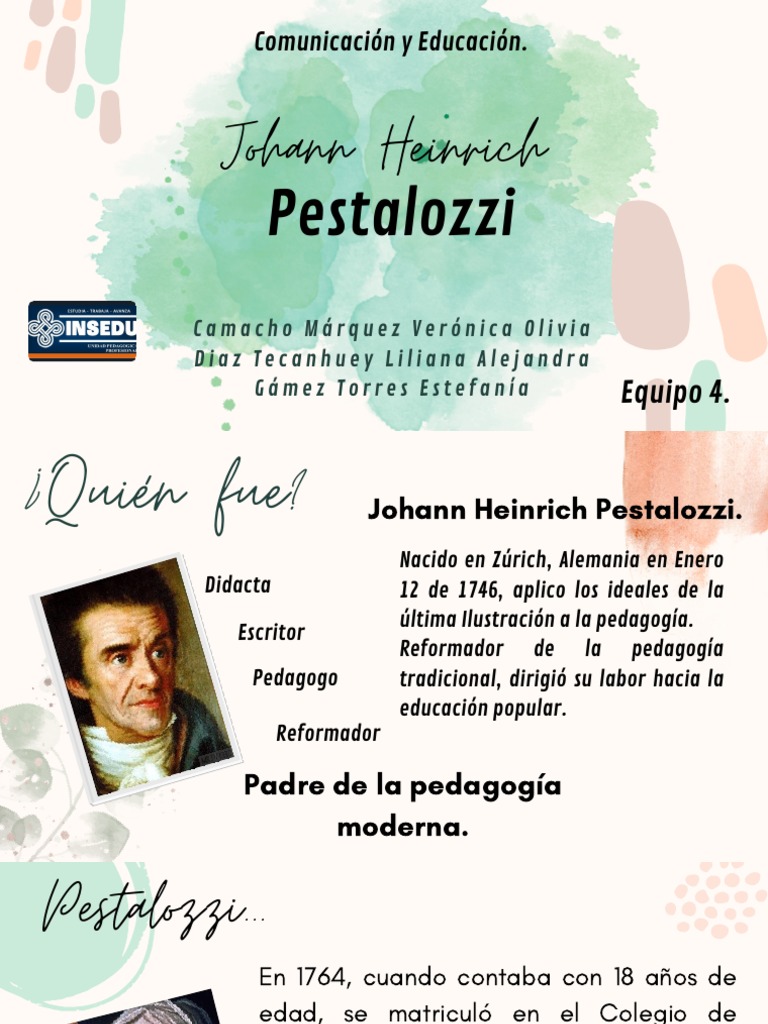 Johann Heinrich Pestalozzi: Educación Moderna | PDF
