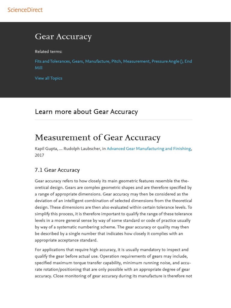 Measurement of Gear Accuracy | PDF | Gear | Accuracy And Precision
