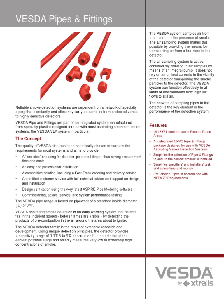 VESDA_Pipes_and_Fittings_TDS_AQ_IE_lores | PDF | Pipe (Fluid Conveyance ...