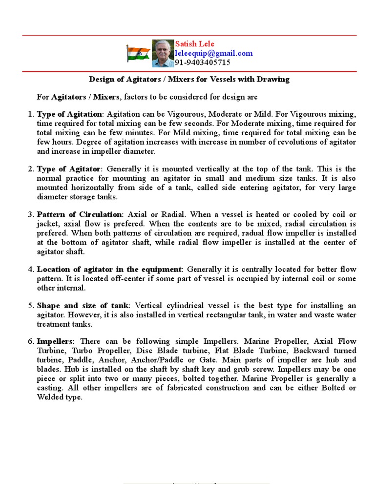 Agitator and Mixer Design Guide | PDF | Reynolds Number | Bearing (Mechanical)