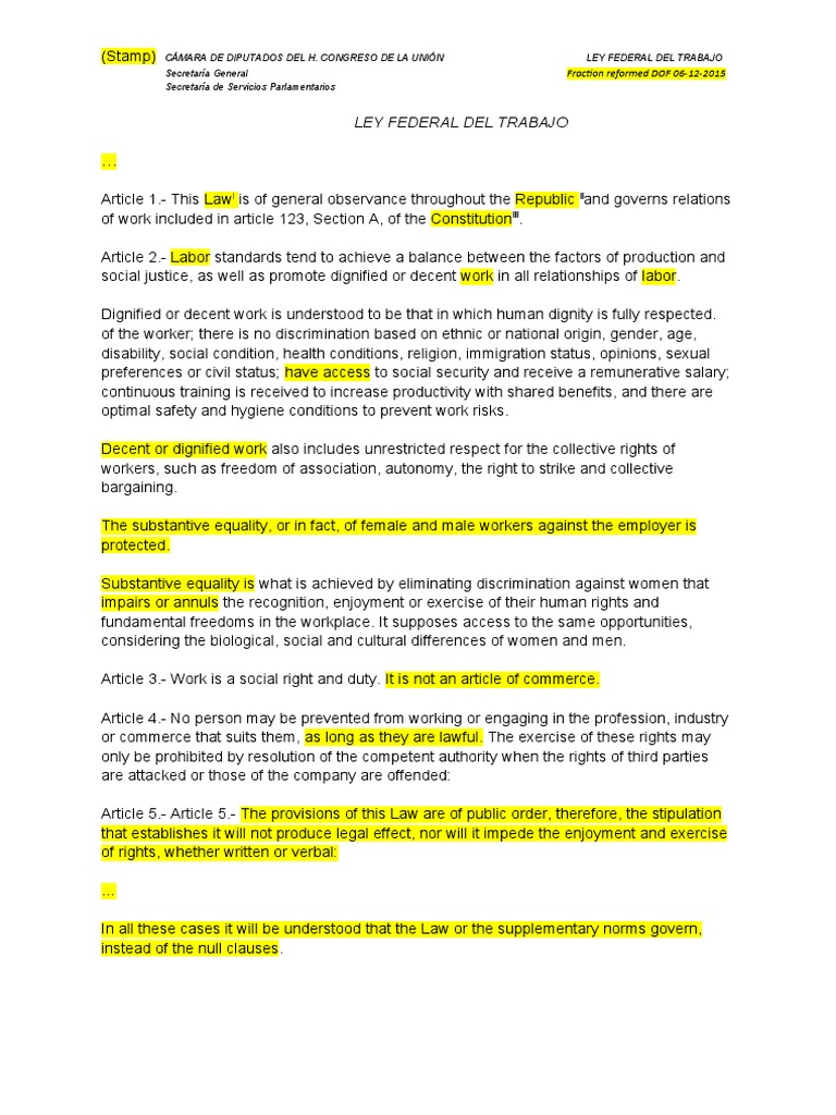 Ley Federal Del Trabajo | PDF | Social Equality | Employment