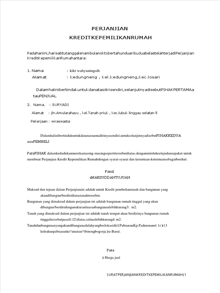 Dokumen.tips Contoh Surat Perjanjian Kpr (1) | PDF
