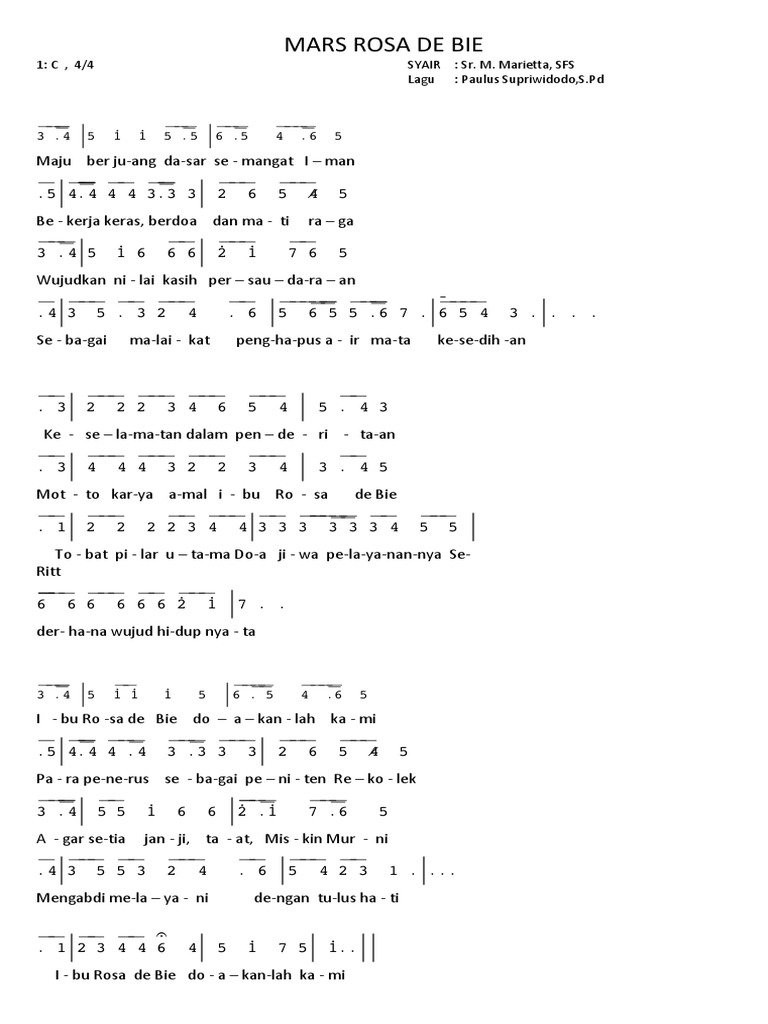 Teks Mars Rosa de Bie | PDF