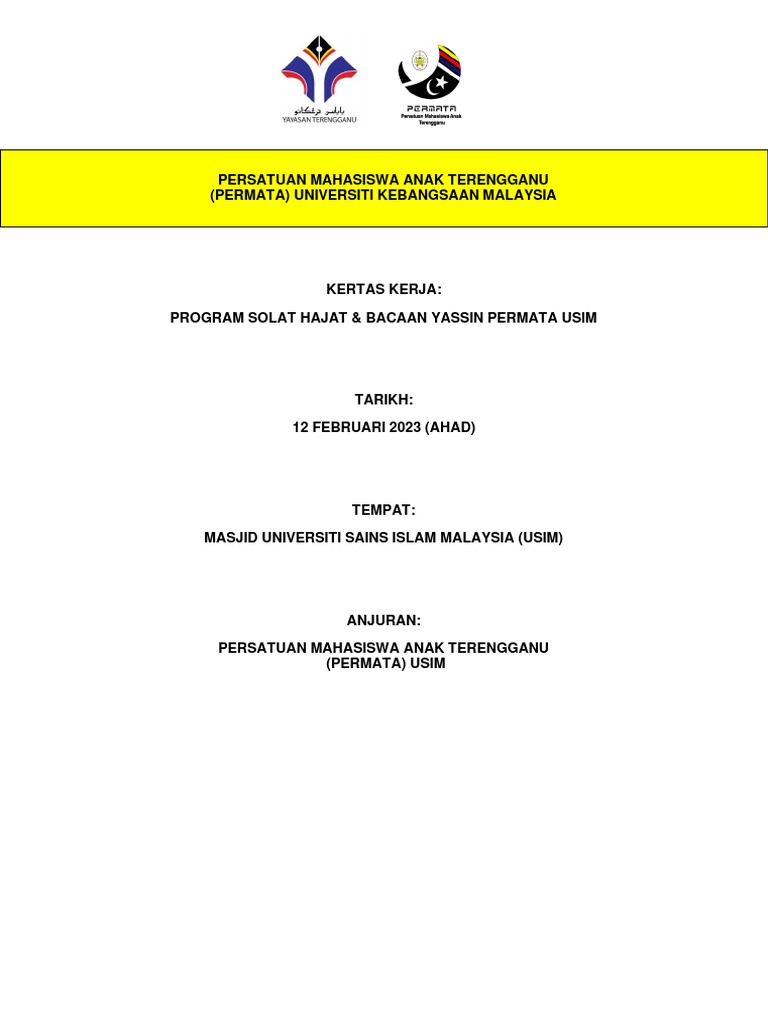 Program Solat Hajat & Yassin USIM 2023 | PDF | Bisnis