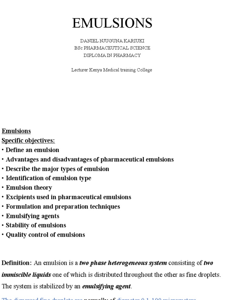 EMULSIONS | PDF | Emulsion | Surfactant