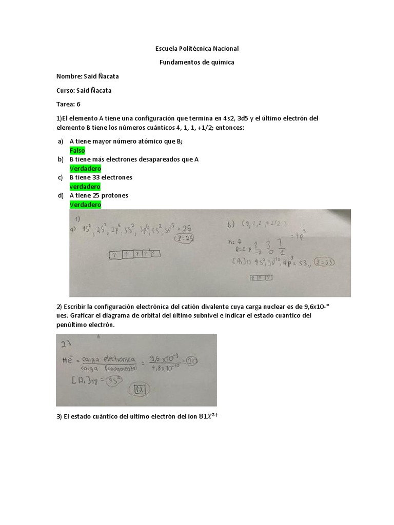 Deber 6 Quimica | PDF