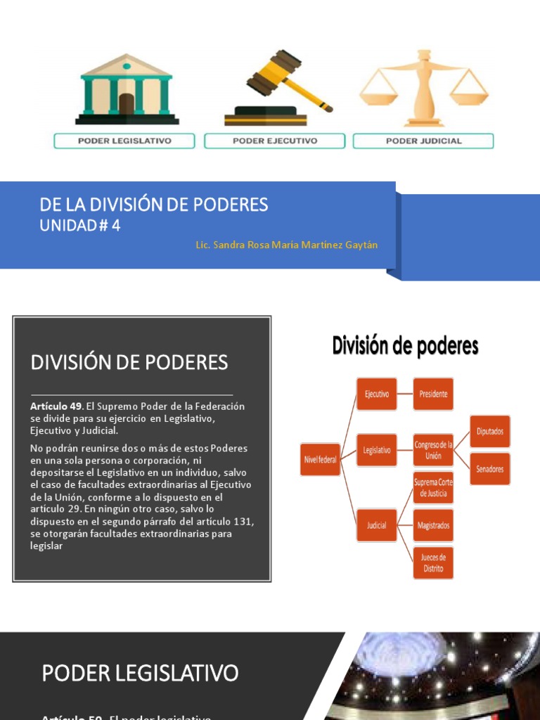 UNIDAD # 4 DE LA DIVISIÓN DE PODERES | PDF | Judicaturas | Separación ...
