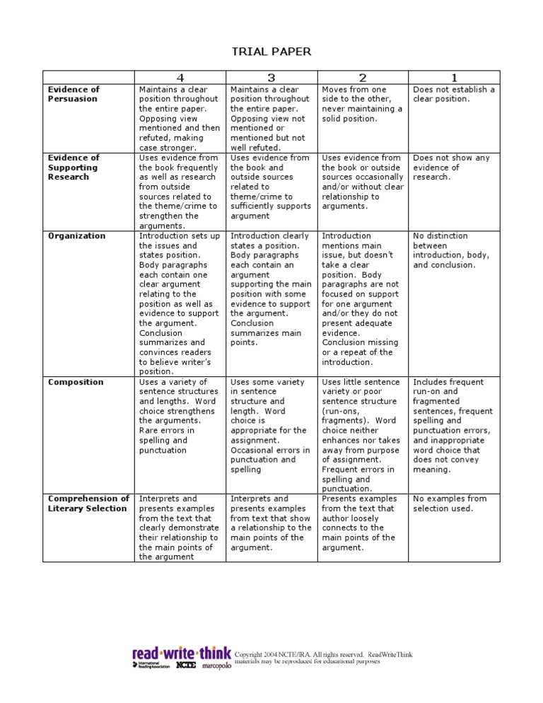 Rubric Persuasion Paper 1 | Download Free PDF | Argument | Persuasion