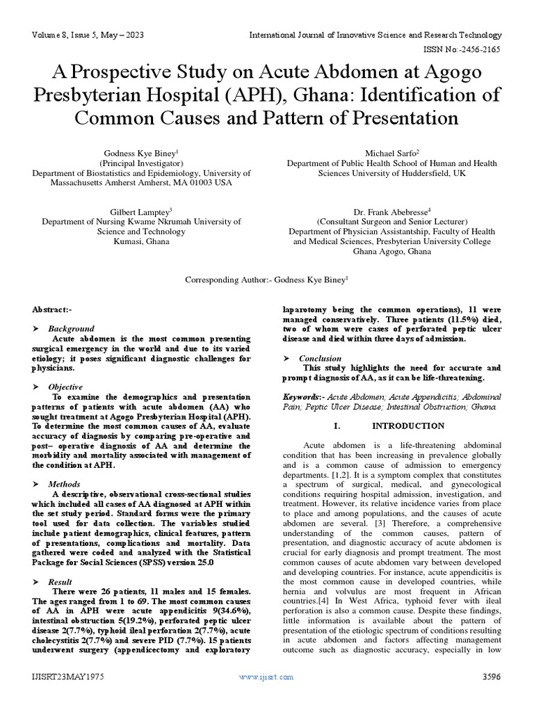 A Prospective Study On Acute Abdomen at Agogo Presbyterian Hospital ...
