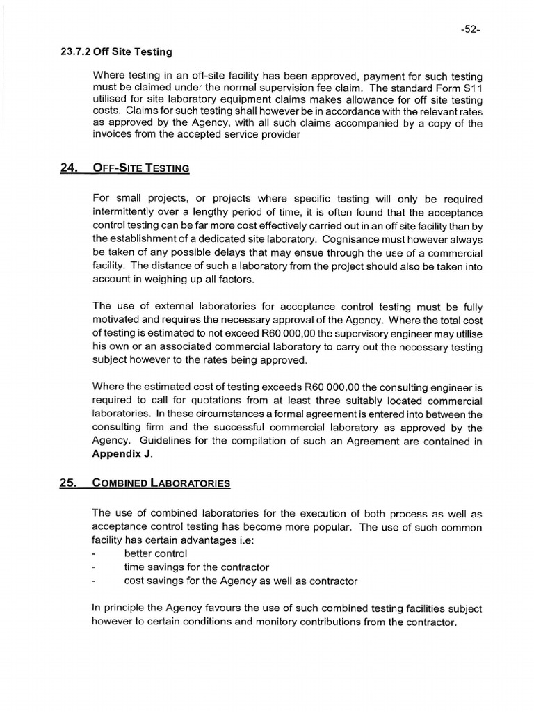 Extract From Sanral's Conditions For A Combined Laboratory | PDF