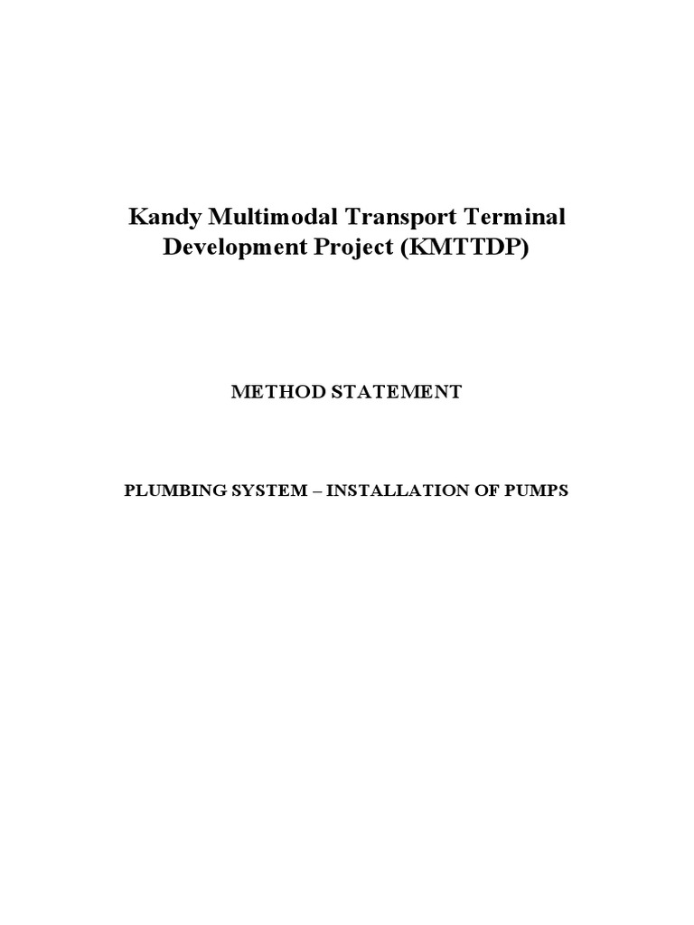 Method Statement - Water Pumps - KMTT Edt | PDF | Pump | Electric Motor
