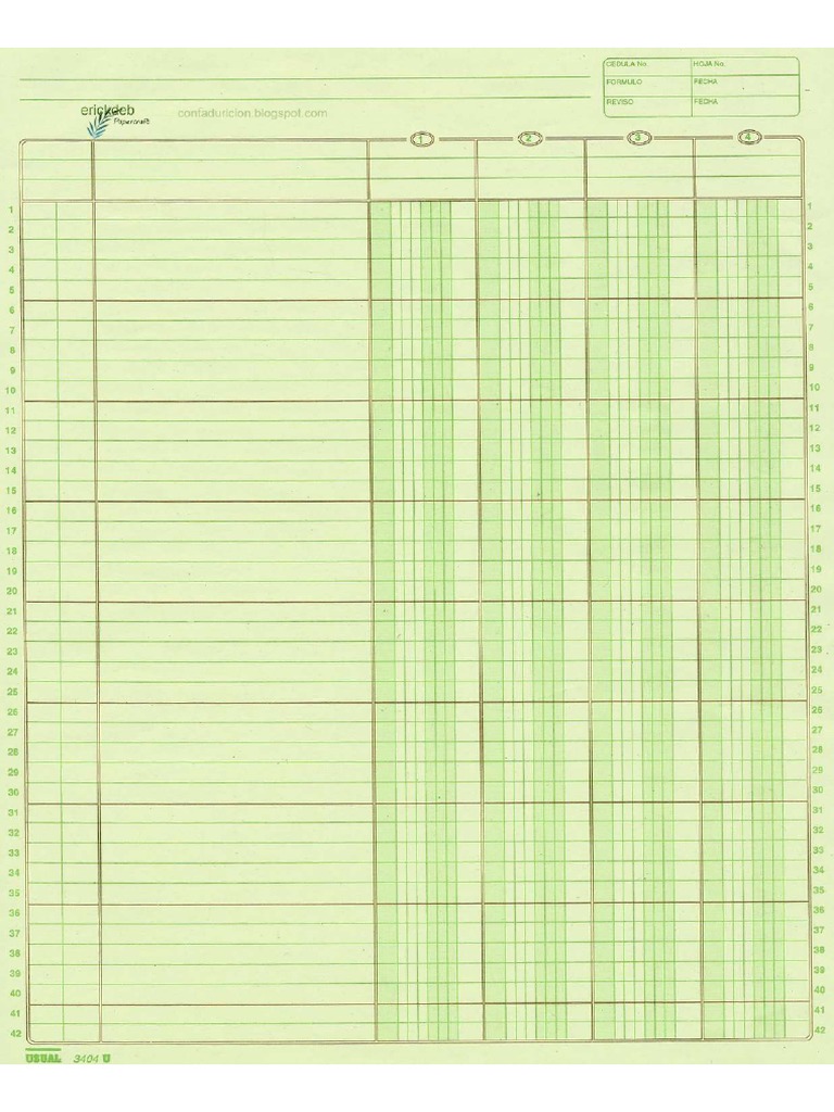 hoja tabular de 4 columnas | PDF