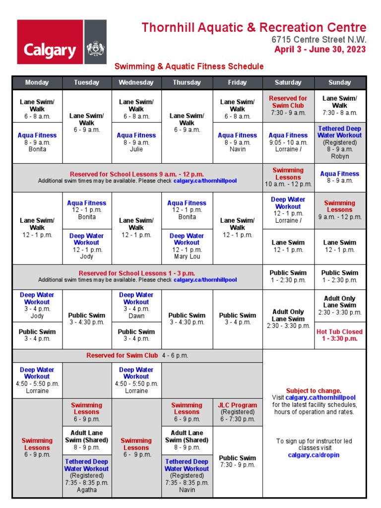 Thornhill Schedule | PDF | Entertainment | Hobbies