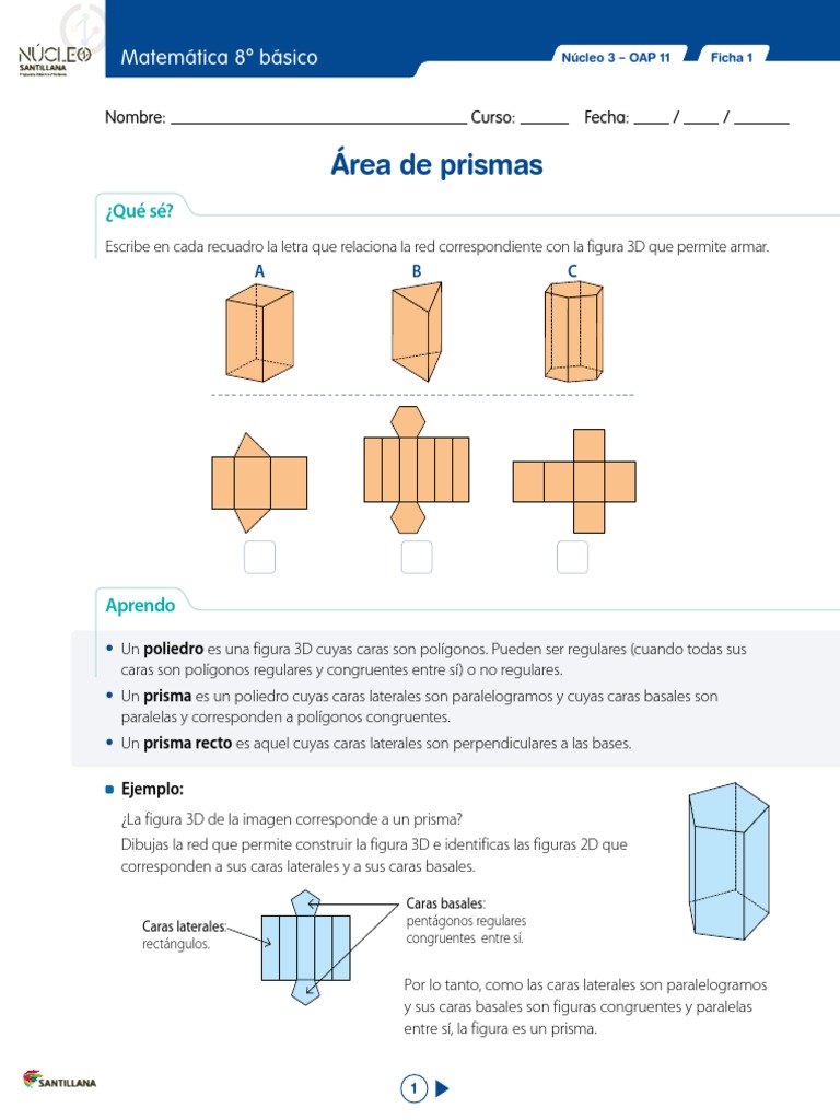 Hojas De Trabajo Imprimibles Sobre El área Del Prisma Construcción