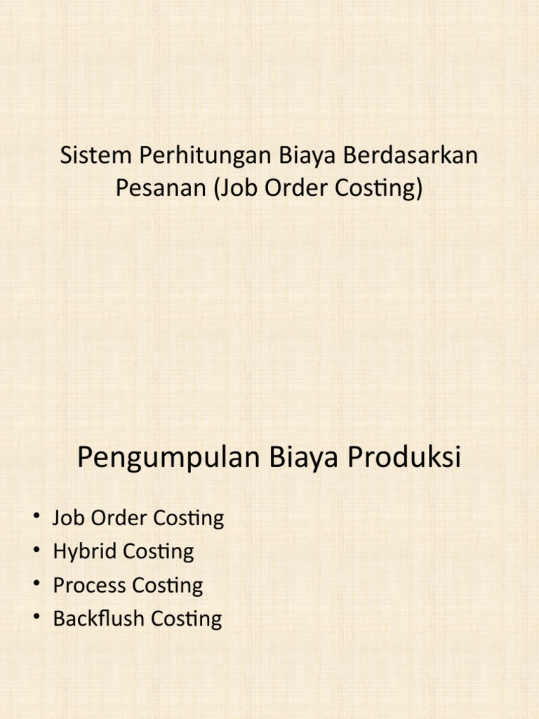 Job Order Costing: Metode & Contoh | PDF | Bisnis | Teknologi & Rekayasa