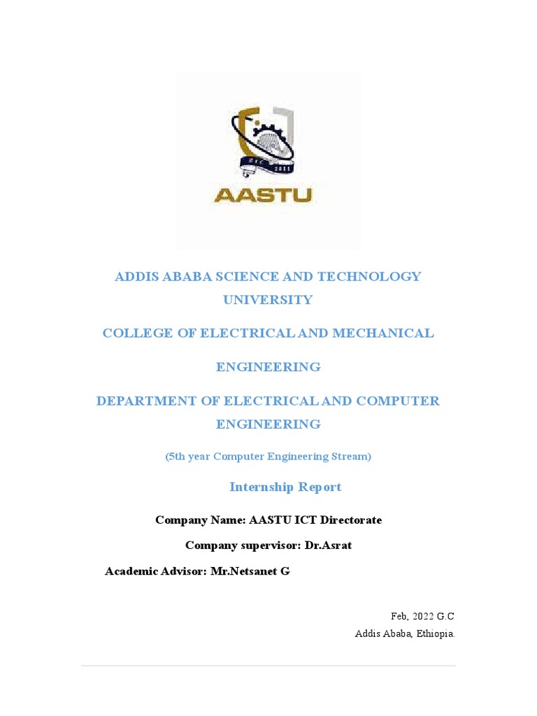 AASTU Internship Report: Computer Engineering | PDF | Software ...