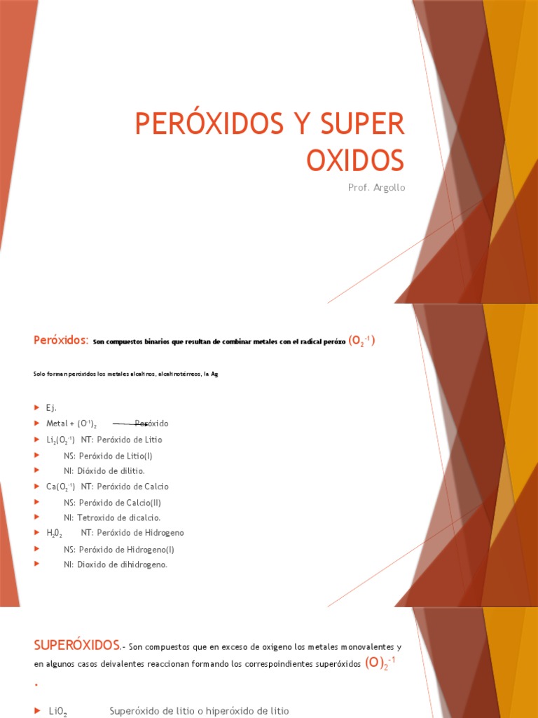 Peróxidos y Superóxidos: Ejemplos Clave | PDF