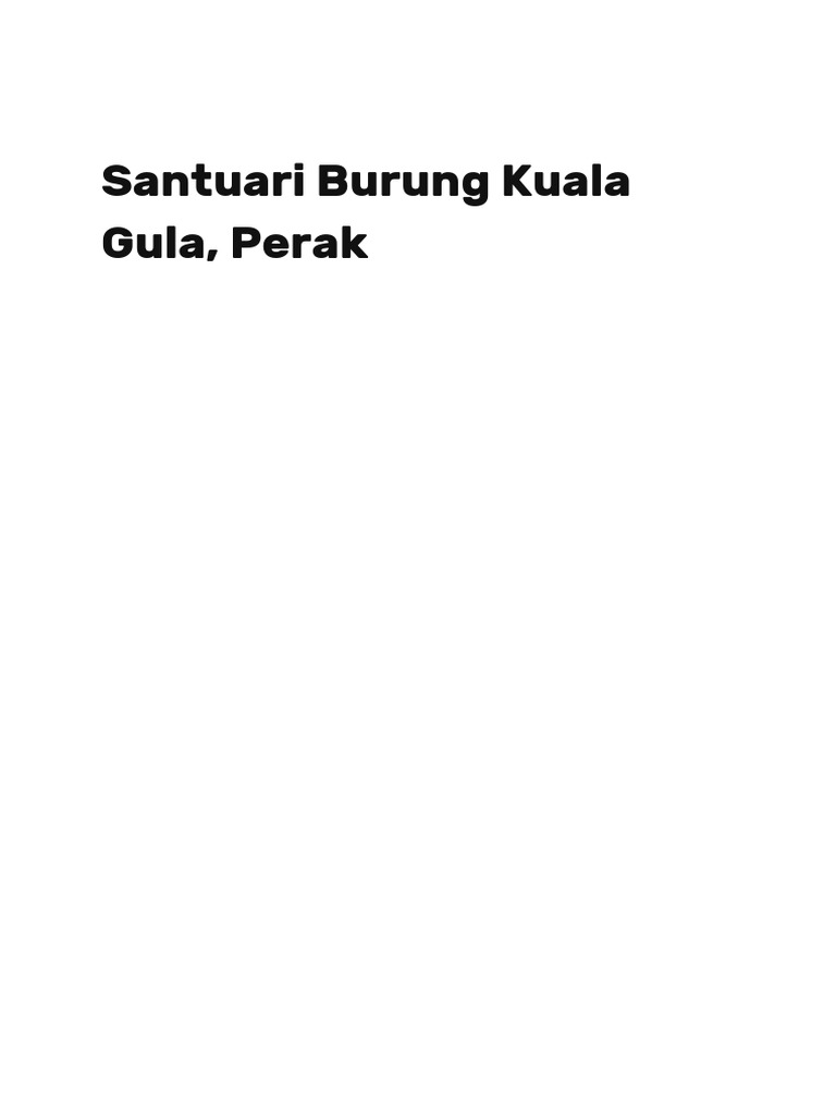 Santuari Burung Kuala Gula, Perak | PDF