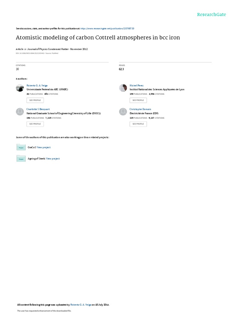 Atomistic Modeling of Carbon Cottrell Atmospheres in BCC Iron | PDF ...