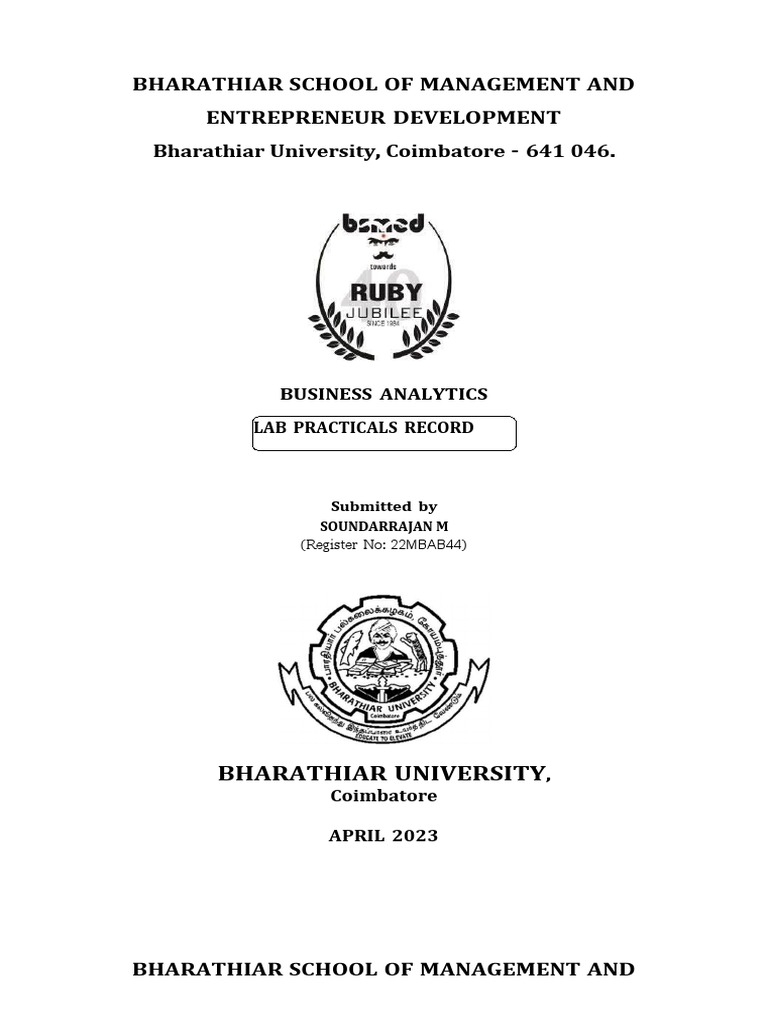 BA Practical Index Pages SR | PDF | Student's T Test | Evaluation Methods