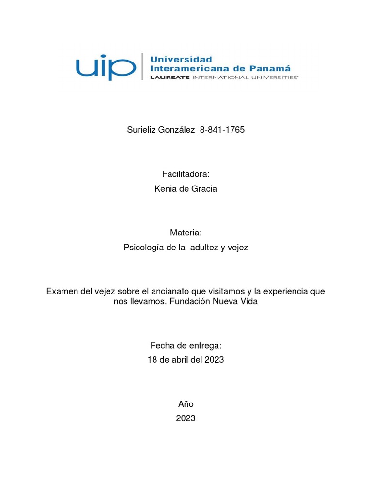 Examen Vejez Final | PDF | Vejez | Adultos