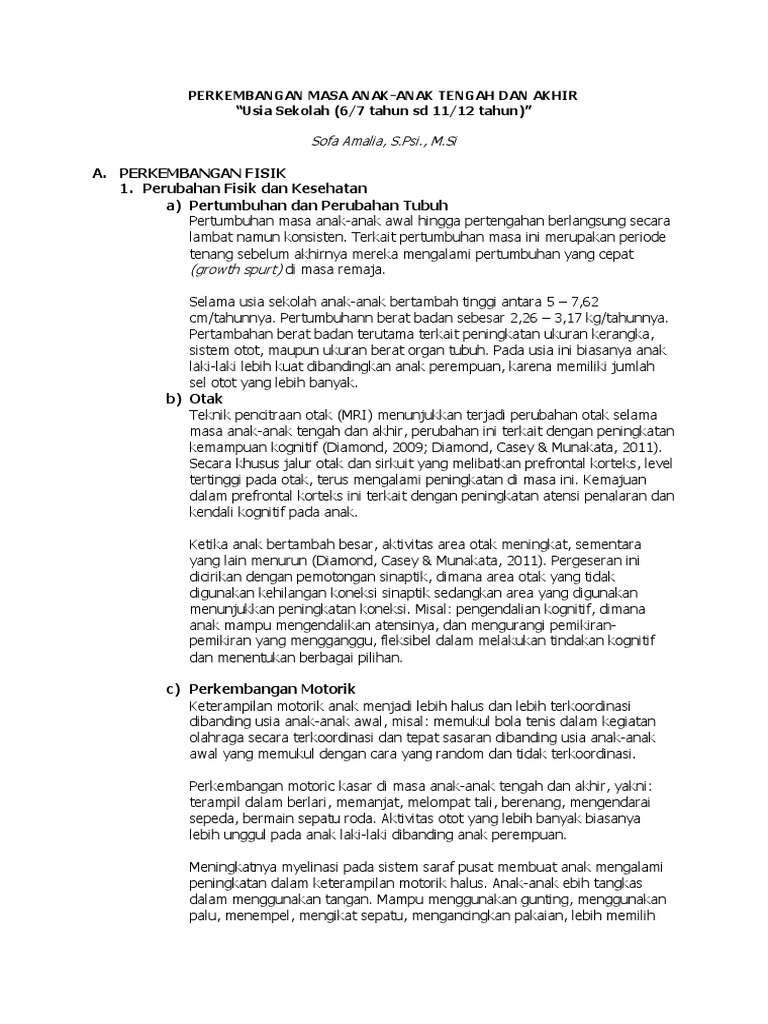 Handout Masa Anak-Anak Tengah Dan Akhir | PDF | Kesehatan Holistik ...