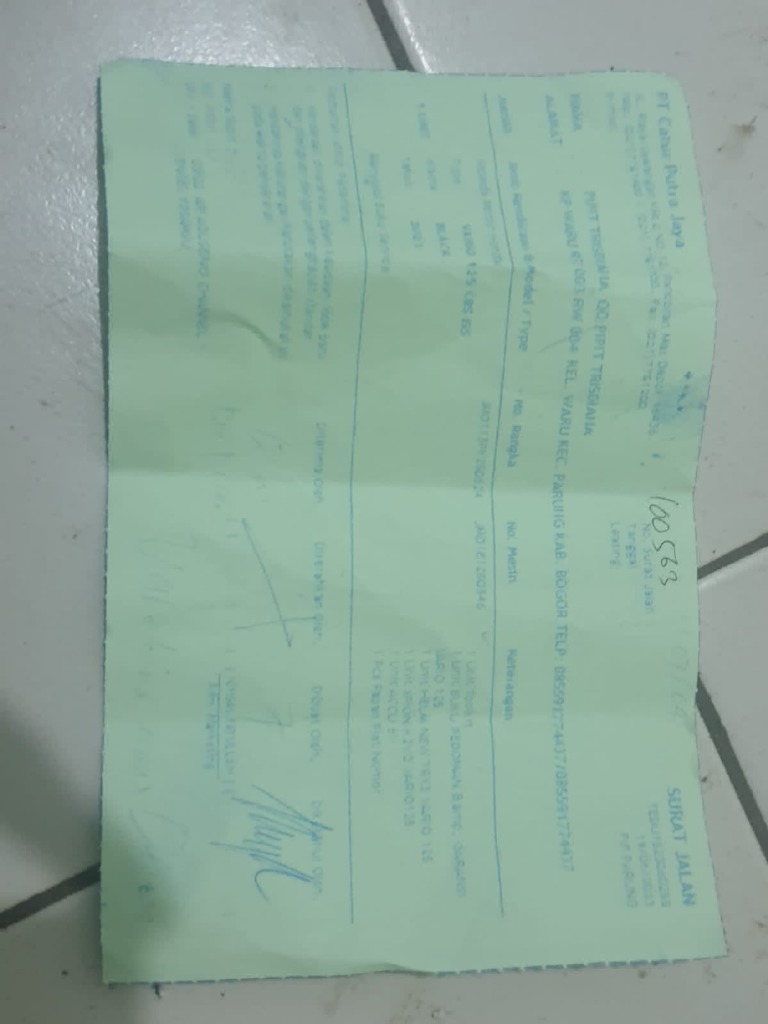 SURAT SERAH TERIMA UNIT | PDF