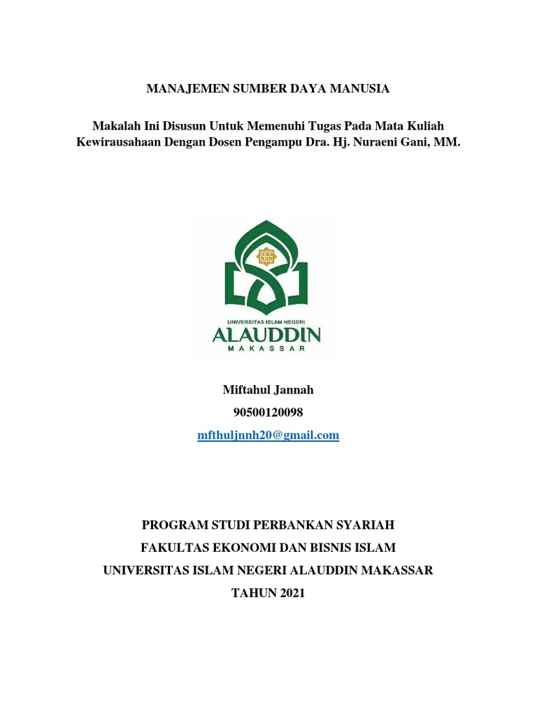 Makalah Manajemen Sumber Daya Manusia | PDF | Pengembangan Diri