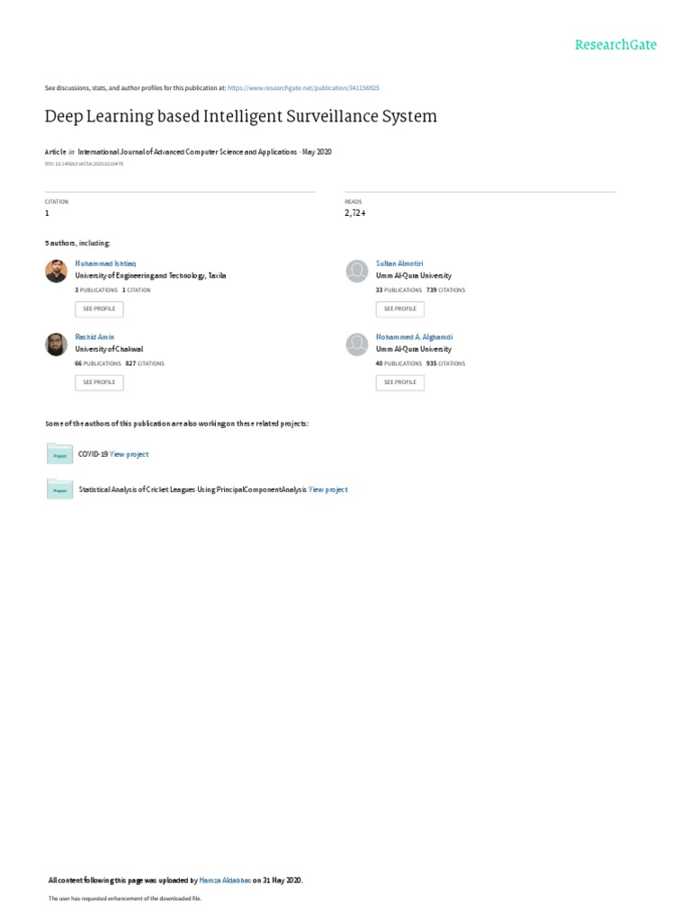 Paper 79-Deep Learning Based Intelligent Surveillance System | PDF ...