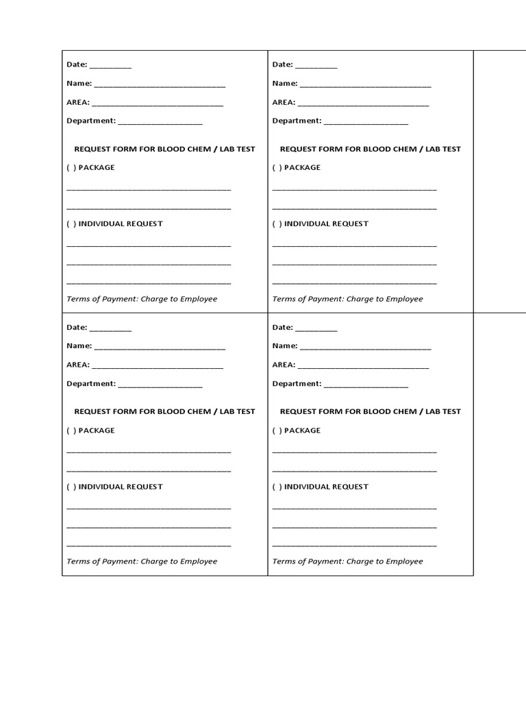 REQUEST for BLOOD CHEM FORM | PDF