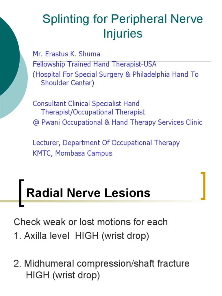 Splinting For Peripheral Nerve Injuries-PPT (2023) | PDF | Elbow | Hand