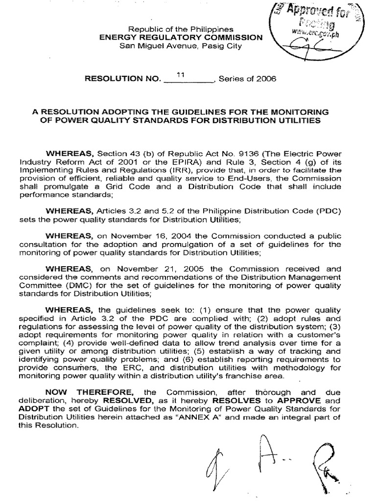 ERC Resolution No 11 Series of 2006 | PDF
