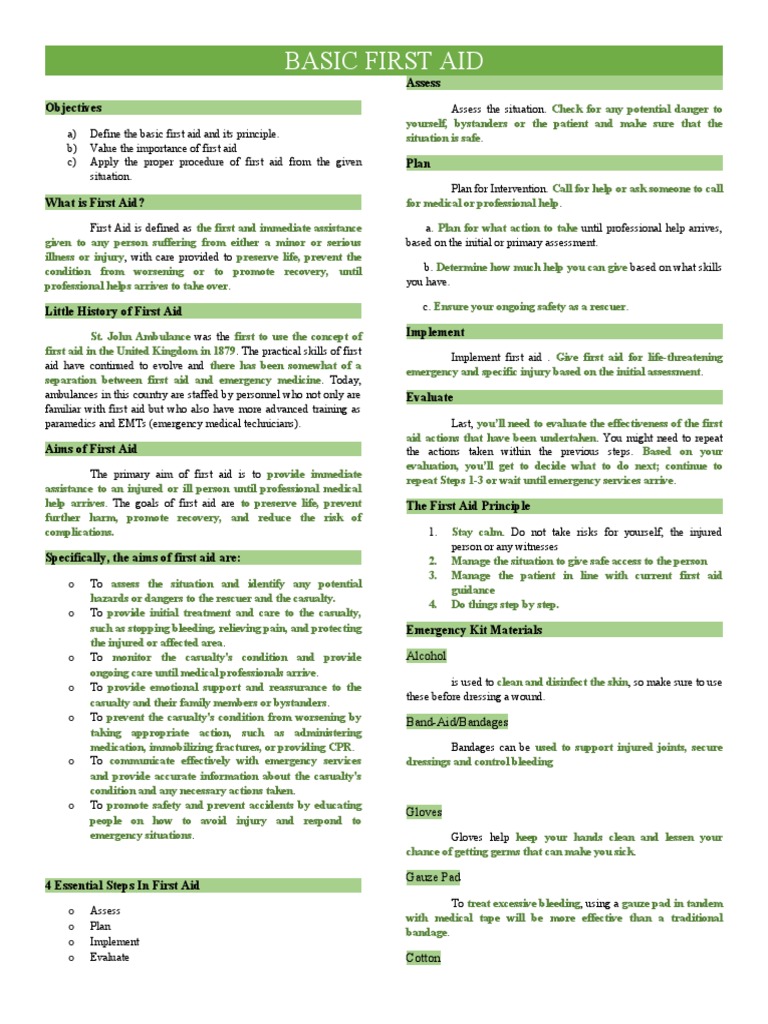 Basic First Aid. | PDF | First Aid | Emergency