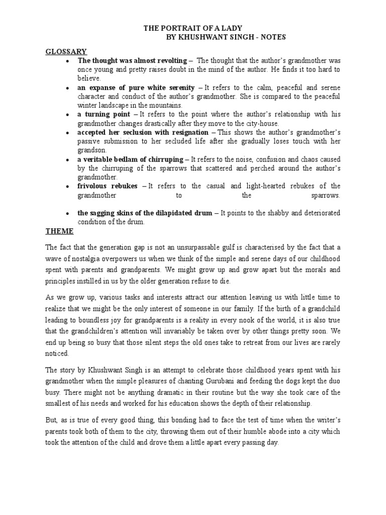 The Portrait of A Lady Notes | PDF | Grandparent
