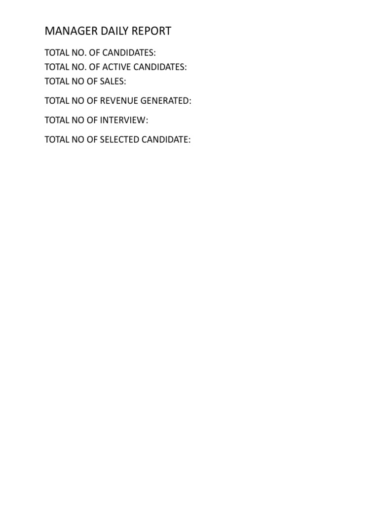 Daily Manager Report Summary | PDF | Business | Law