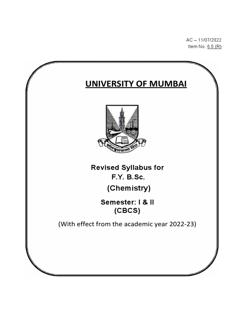 F.Y.B.Sc. Chemistry Syllabus (Approved by Academic Council On 11th July ...
