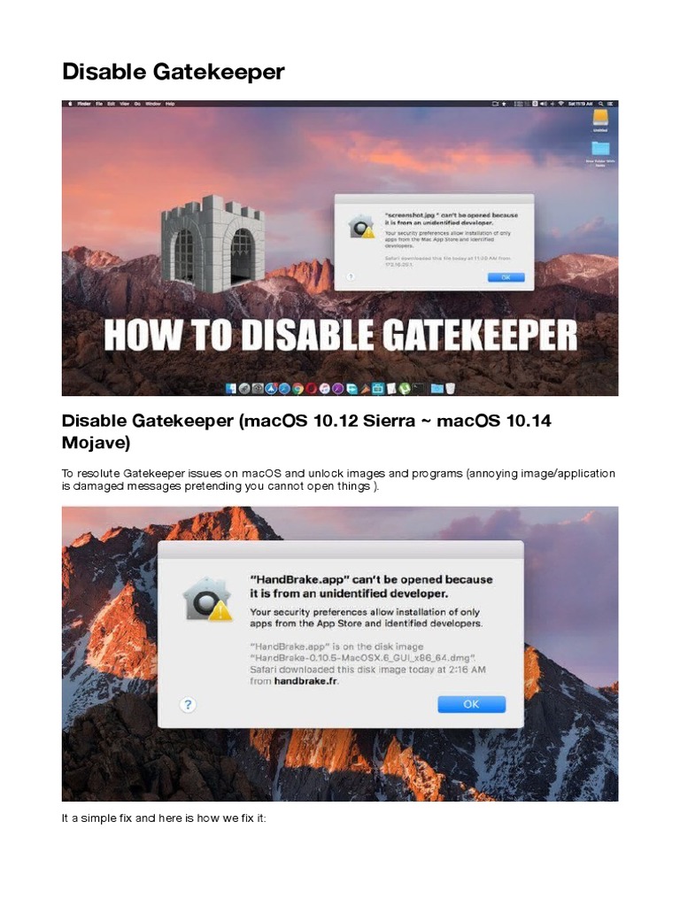 Disable Gatekeeper | PDF | Computers