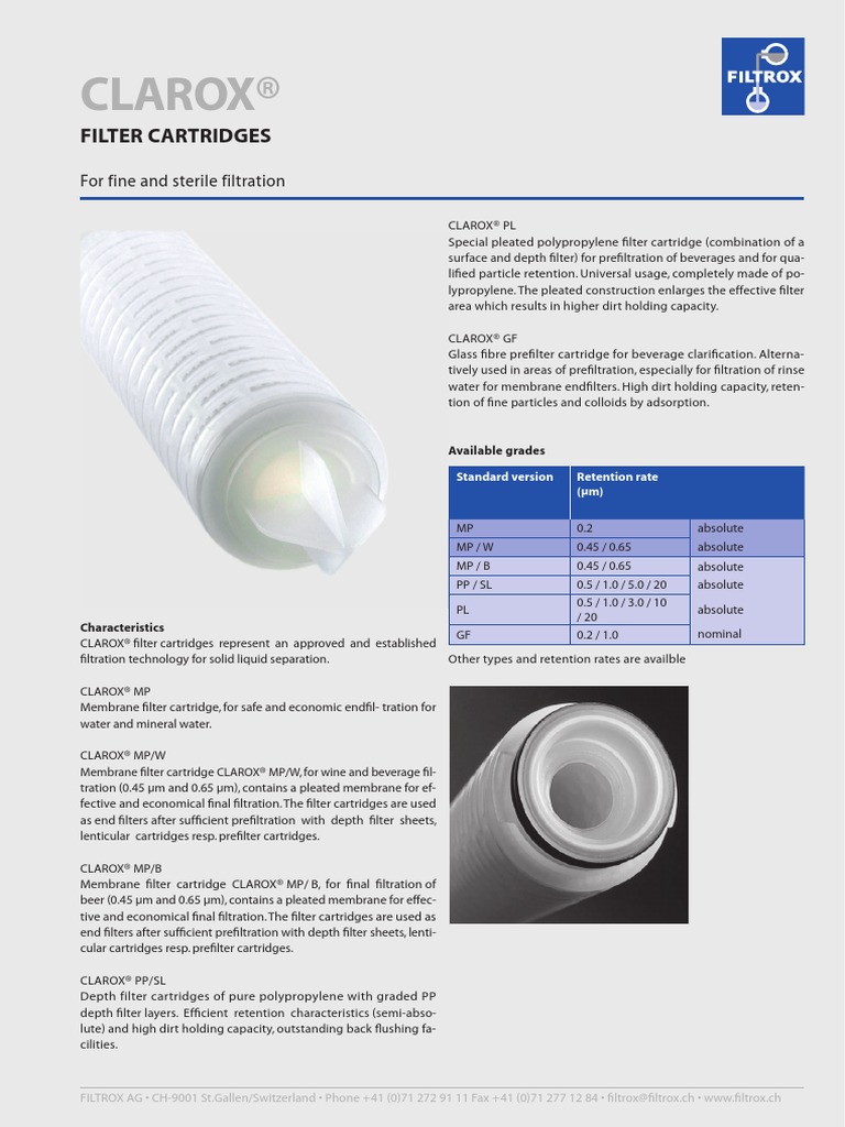 Clarox Filter | PDF | Filtration | Membrane Technology