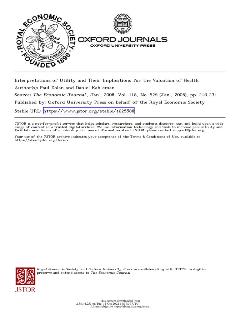 Utility Interpretations in Health Valuation | PDF | Utility | Economics