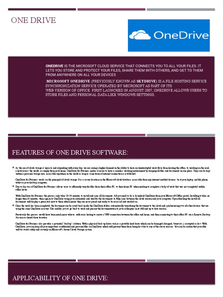 One Drive Project | PDF | Computer File | Microsoft Office