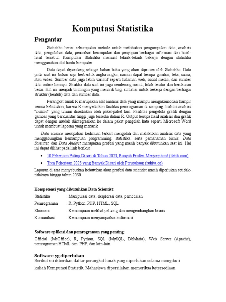 Modul 1 Pengantar Komputasi Statistika Pdf