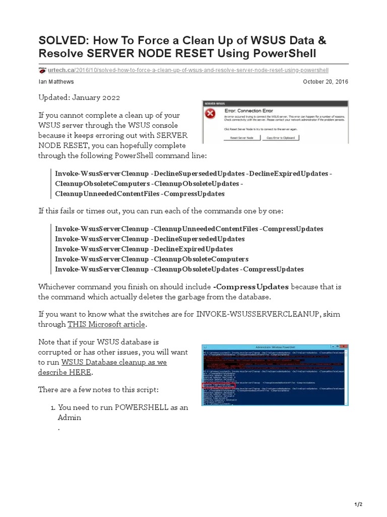 PowerShell Fix for WSUS Node Reset | PDF | Server (Computing) | System ...