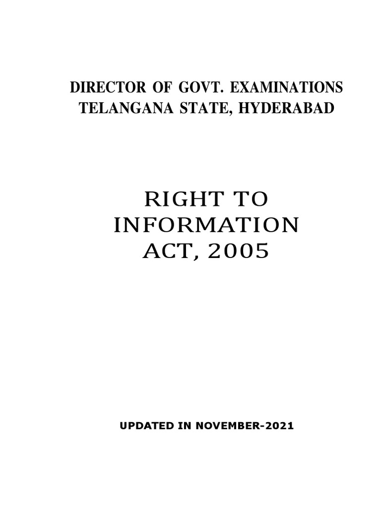 RTI Act DGE TS Hyderabad | PDF