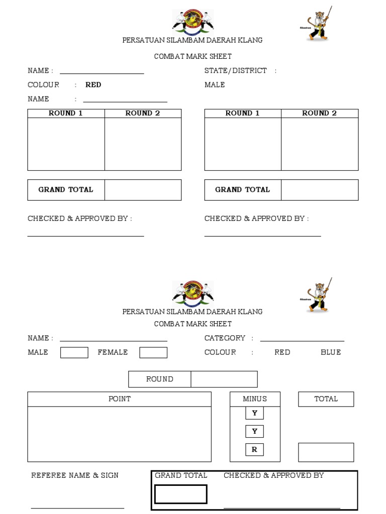 Combat Mark Sheet | PDF