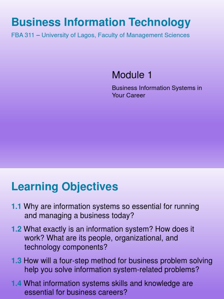 Femi Module 1 Lecture | Download Free PDF | Information System | System