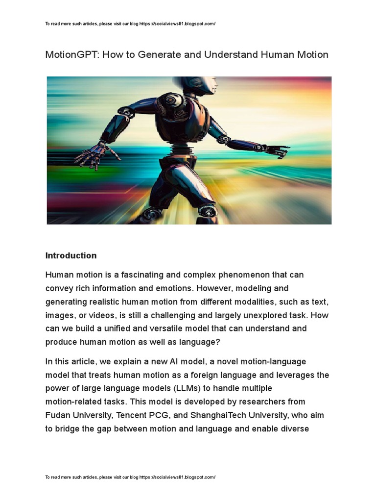 MotionGPT: How To Generate and Understand Human Motion | PDF | Artificial Intelligence ...