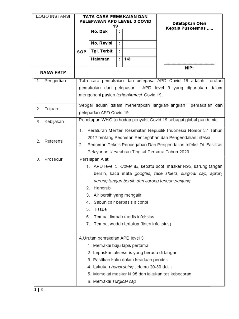 Sop Apd Level 3 | PDF