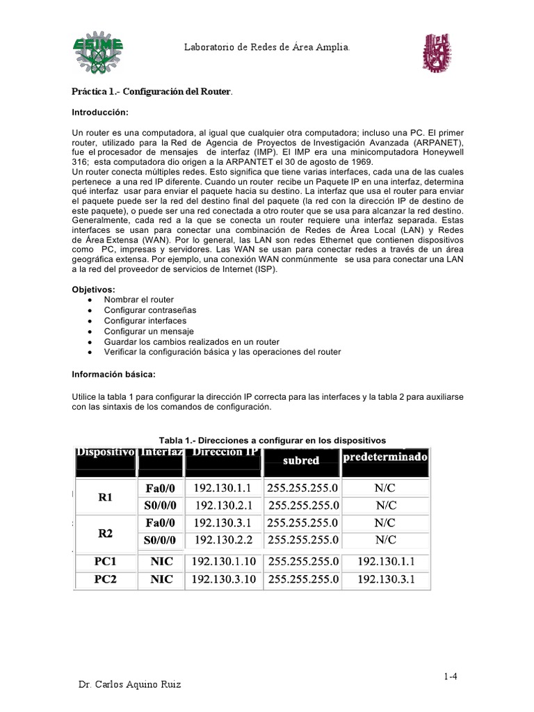 Configuración Básica de Routers | PDF | Enrutador (Computación) | Red de computadoras